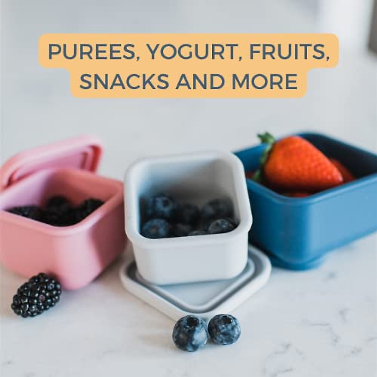 Dreamroo Mini Silicone Containers - Set of 3 Silicone Food Storage Containers | BPA Free, Airtight, Dishwasher and Freezer Safe