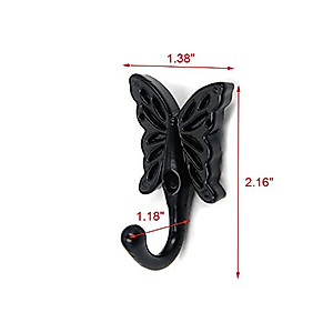 Geesatis 6 pcs Vintage Wall Mounting Hanger Hooks Butterfly Style Hat Hook Coat Hook for Hanging Towels Clothes Scarves Keys, with Mounting Screws, Black