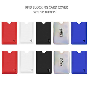 fancyfree RFID Blocking Sleeves, Identity Theft Prevention RFID Credit Card Holders Smart Slim Design Card Covers, Perfect for Wallet, Puerse, Passport Holder (10 Packs-5 Colors Card Covers)