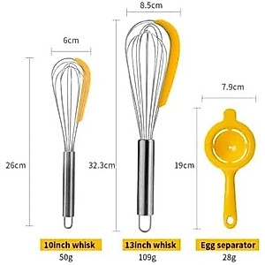 SIAM'S Stainless steel whisk set 3 PCS,Wire Whisk, Egg whisk, Kitchen Cooking Utensils for Blending, Whisking, Stirring (3 PIECES)