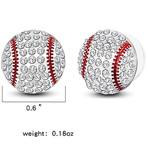 lureme CZ Rhodium Plated Basketball Football Volleyball Soccer Baseball Sports Studs Earrings for Women (er006282-5) Baseball