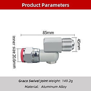 Airless Paint Spray Gun Swivel Joint Compatible with Graco 235486 7/8 Inch Thread 180 Degree Rotation