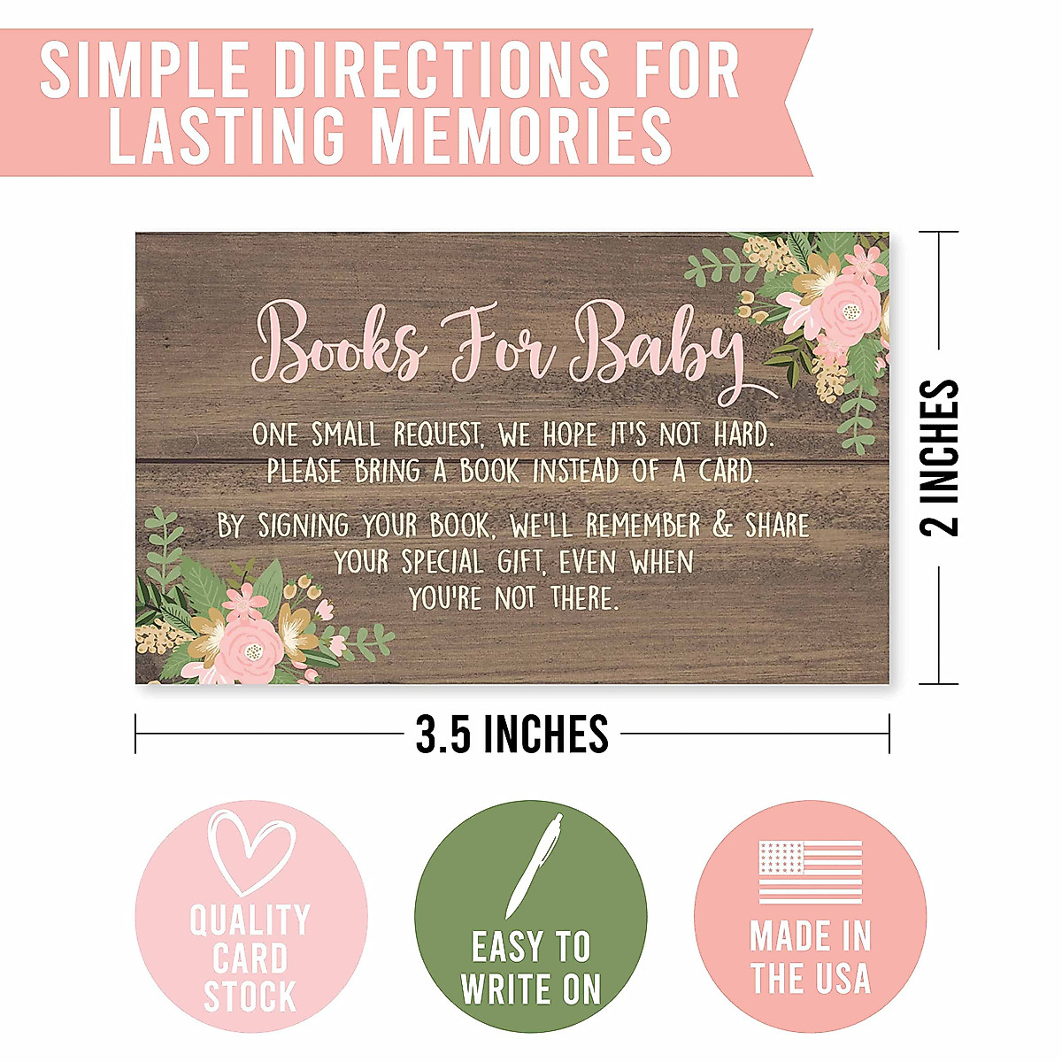 Hadley Designs 25 Oh Deer Invitations, 25 Books Request Cards, Sprinkle Invite for Girl, Bring A Book Instead Of A Card, Invitation Inserts for Baby Shower Guest Book