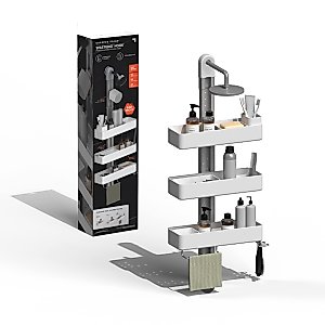 Sharper Image The SpaStudio Hook, Modular Hanging Shower Caddy, Adjustable 3 Tier Design with Customizable Fit and Storage