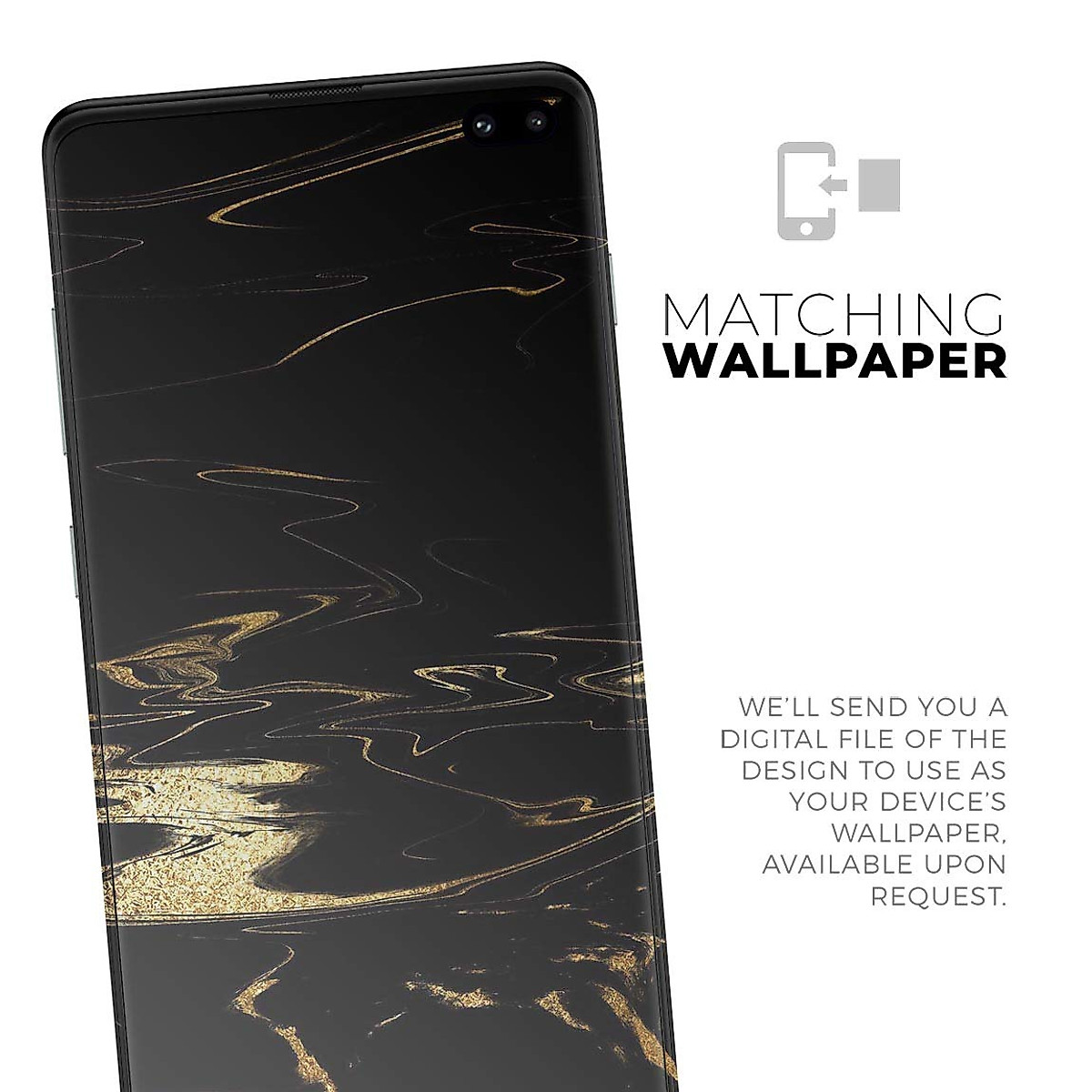 DesignSkinz Black & Gold Marble Swirl V9 Protective Vinyl Decal Wrap Skin Cover Compatible with The Samsung Galaxy S20 (Screen Trim & Back Glass Skin)