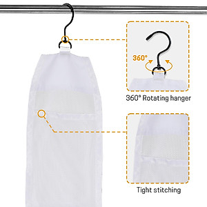 5 Pockets Mesh Storage Shower Caddy Hanging Mesh Shower Pockets with Rotating Hanger 57 x 6 in Space Saving Bathroom Organizer Hanging Storage Bag for Travel RV Camper Cruise Ship Essentials (White)