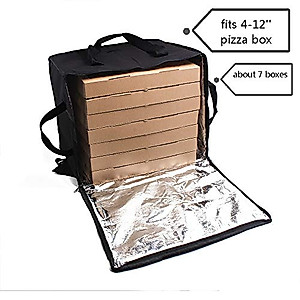 Qichebox Reusable Insulated Food Delivery Bag for Transport -Foldable Heavy Duty Food Warmer Grocery Bag for Camping Catering Restaurants (fit 14" Pizza)