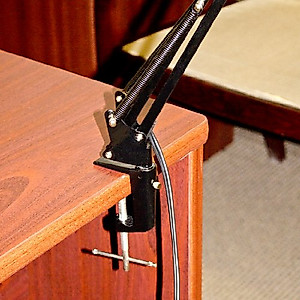 Globe Electric 56963 32" Multi-Joint Desk Lamp, Metal Clamp, Black, On/Off Rotary Switch on Shade, Partially Adjustable Swing Arm, Home Office Accessories, Lamp for Bedroom, Home Improvement