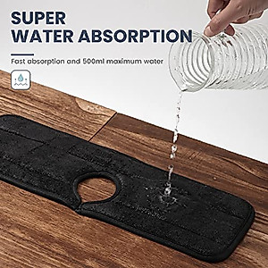Kitchen Sink Faucet Absorbent Mat,Faucet Splash Catcher Wrapround Sink Splash Guard,Microfiber Cloth Dish Drying mat,Water Drip Catcher,Sink Protectors for Kitchen Counter,Bathroom,RV (2 Pack, Black)