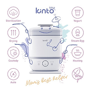 Kinto Tech Baby Bottle Sterilizer and Dryer - 7 in 1 Steam Cleaner and Washer for Baby Bottles Pacifiers Breast Pump