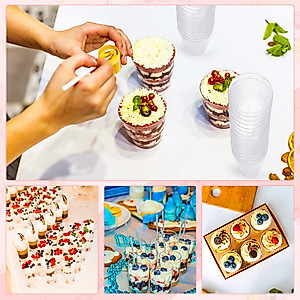 CHENGU 3 oz Clear Plastic Mini Dessert Cups with Spoons Shooter Round Dessert Cups Parfait Appetizer Cups Shot Glasses Disposable Tall Tumbler Shot Dessert Cups for Tasting Party Sample(200)