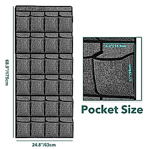 Meerainy Over the Door Shoe Organizer,Large 24 Pockets Hanging Shoe Rack with Sturdy Hooks,Space Saving Shoes Storage Hangs on Closets Pantry for Shoes, Sneakers High Heeled Shoes 24.8''*68.9''