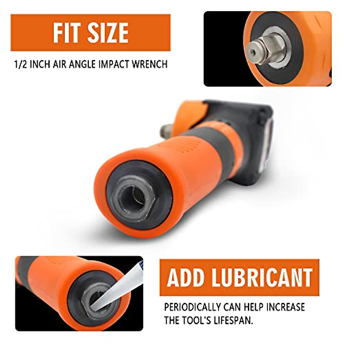 1/2 inch Air Angle Impact Wrench,WORKPAD 370 FT-LB 9.78cm Long Handle Air Impact Wrench