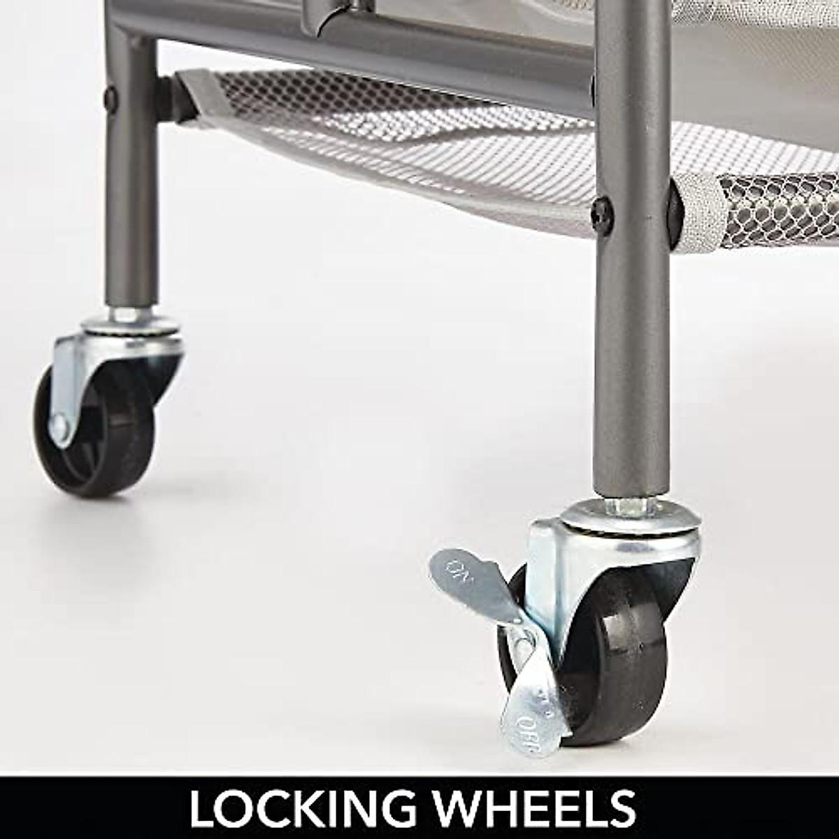 mDesign Portable Laundry Sorter with Wheels and Garment Hanging Bar - Heavy Duty Metal Cart System with 3 Hamper Laundry Sorter Basket Organizers and Drying Rack - Dark Graphite/Gray