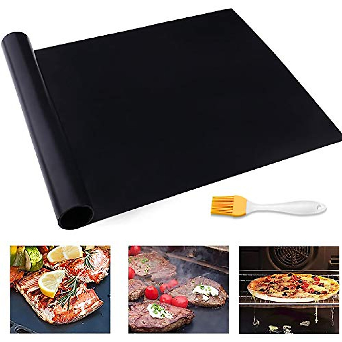 Grill Mat, 70" x 16" Grilling Mats for Outdoor Grill Nonstick, BBQ Silicone Grill Mat Accessories for Griddle, Cut to any Size, Resuable and Easy to Clean, Works On Charcoal Electric Gas Grill - Black