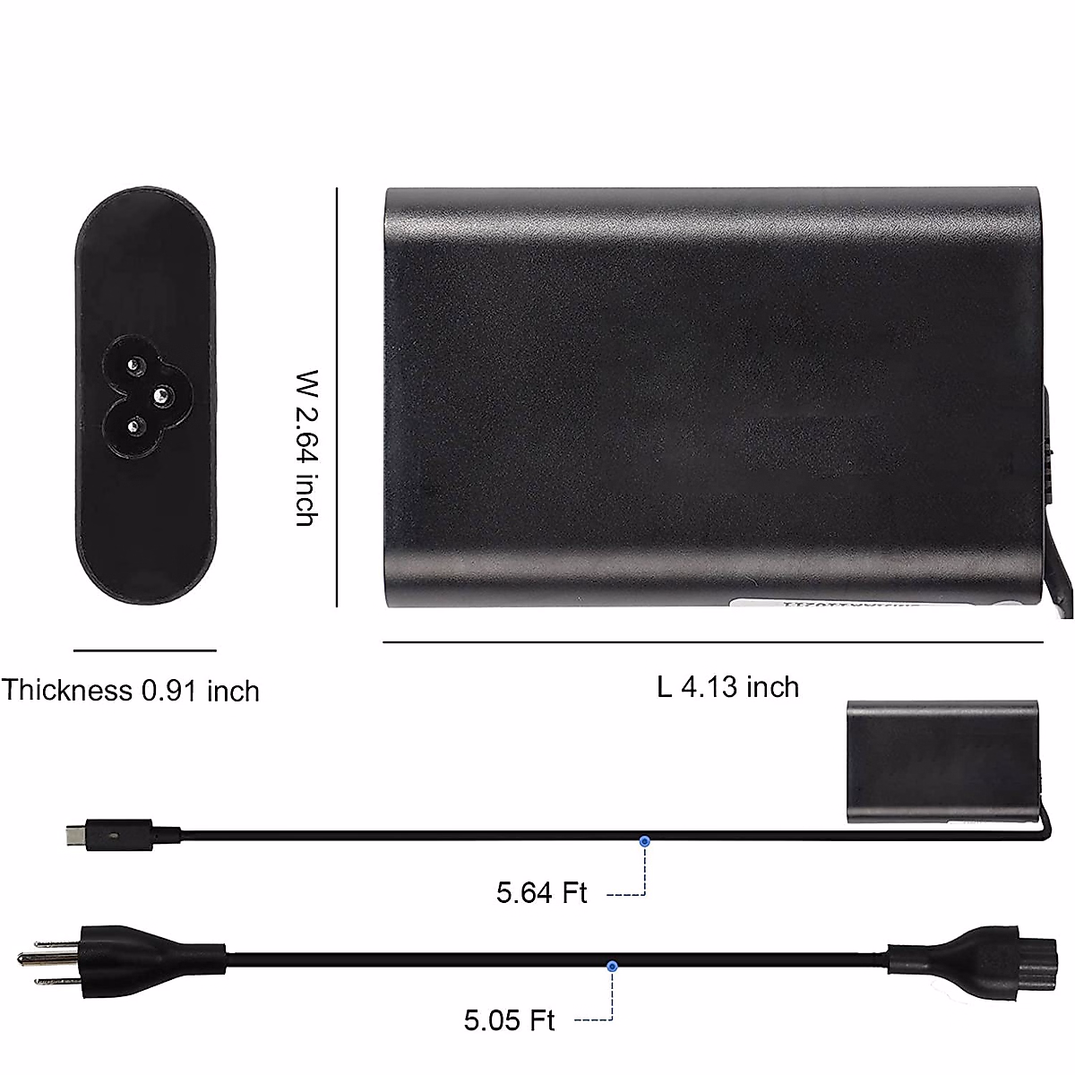 65W Type C Power Adapter Charger for Dell Latitude 12 13 5179 5285 5289 5290 5295 5590 5300 7569 7490 7480 7400 7370 7390 E7370, 2-in-1 Series 7400 7391 7390 5290