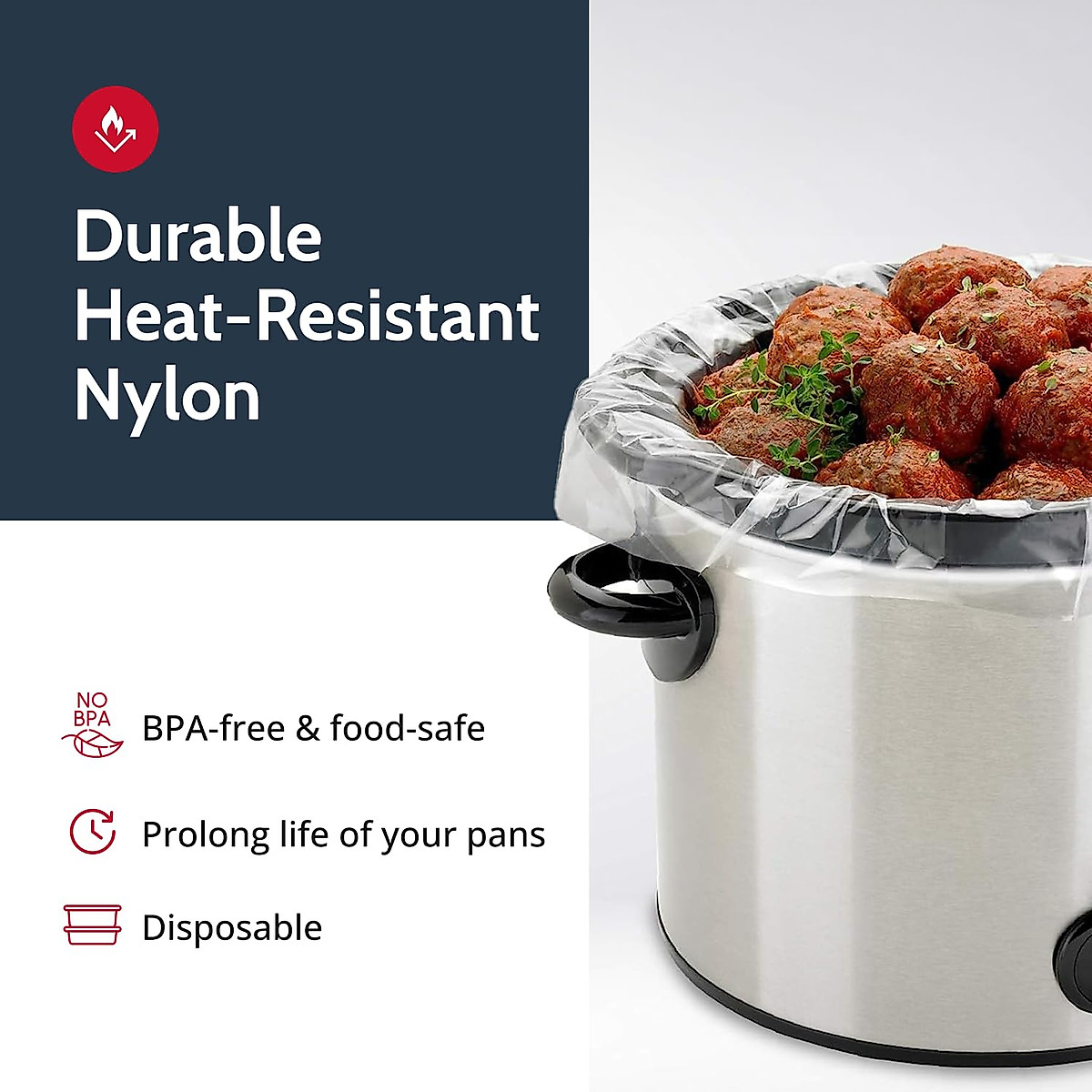 PanSaver Slow Cooker Liners - Disposable Liners for Instant Cleanup with No Scrubbing - Fits 3-6 Quarts, 4 Count