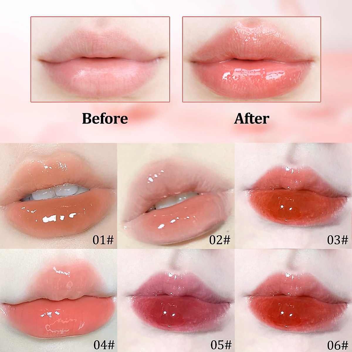 Jutqut Jelly Lipstick, Tinted Lip Gloss Heart Shape Lip Stain, Mirror Moisturizing Lip Glaze, Long Lasting Nourishing Lip Glow Balm, Non-sticky, Vivid Color Glossy Lip Gloss Lip Makeup, 04#05#06