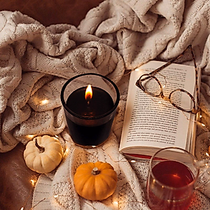 UNICY 20 Packs Black Votive Candles with Clear Glass Holder, 1.8 Oz Unscented Soy Wax Candle for Home Decoration, Candle Gifts for Christmas Thanksgiving Halloween, 20 Pack of 1.8oz