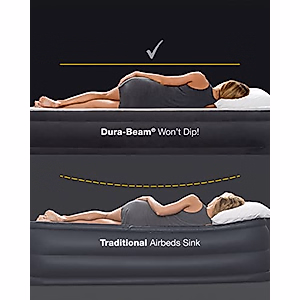 INTEX 64103E Dura-Beam Standard Single-High Air Mattress: Fiber-Tech – Queen Size – 10in Bed Height – 600lb Weight Capacity – Pump Sold Separately