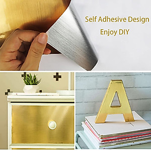 Hopepak Gold Contact Paper 17.7''x118'' Gold Metallic Peel and Stick Wallpaper Decorative Self Adhesive Removable Waterproof Wallpaper for Furniture Home DIY Decor Shelf Liner Easy to Clean