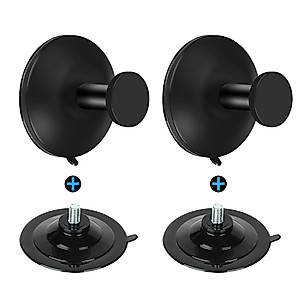 SAYAYO Suction Cup Hooks for Shower, Matte Black Suction Towel Hook for Glass Window, SUS 304 Stainless Steel Bathroom Hooks for Glass Door, Mirror, Tile, 2Pcs