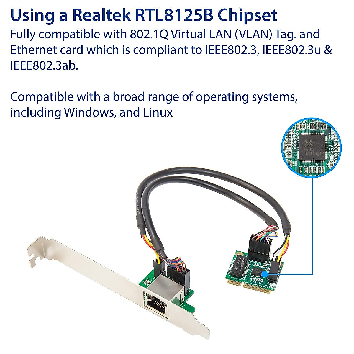 IO CREST 2.5 Gigabit Ethernet Mini PCI-E Network Controller Card 10/100/1000/25000 Mbps RJ45 LAN Adapter Converter for Desktop PC,SI-MPE24073