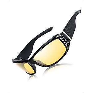 LVIOE Night Vision Pro Driving Glasses for Women Oval Anti Glare Polarized Astigmatism Yellow Glasses for Night Driving N010