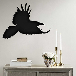 HSART Crow Metal Wall Art, Metal Silhouette Decorative Mural, Black Crow Wall Hanging Sculpture, Used for Living Room Dining Room Garden Decoration