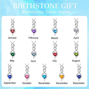 Blue March Birthstone Necklace for Women, Dainty Aquamarine Necklace Jewelry 925 Sterling Silver Heart Birthstone Gemstone Necklace Valentines Mothers Day Gifts for Her Wife Mom Anniversary Birthday Gifts for Women