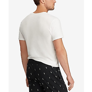 POLO Ralph Lauren Mens Classic Fit W/Wicking 3-Pack V-Necks Undershirt, 3 White/Cruise Navy Pp, Medium US