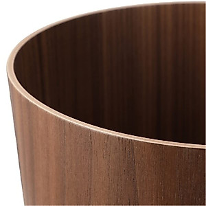 2.3 Gallons Wood Trash Can Wastebasket for Home or Office, Japanese-style natural wood Round Wastebasket, Lightweight, Sturdy for Under Desk, Kitchen, Bedroom, Den, Hotel, or Kids Room (Dark Wood-A)