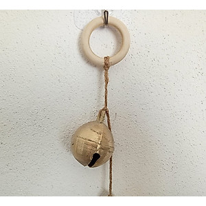 Retro Copper Bell String Home Garden Decoration Hanging Bells Wooden Ring Twine Decoration (Style1)