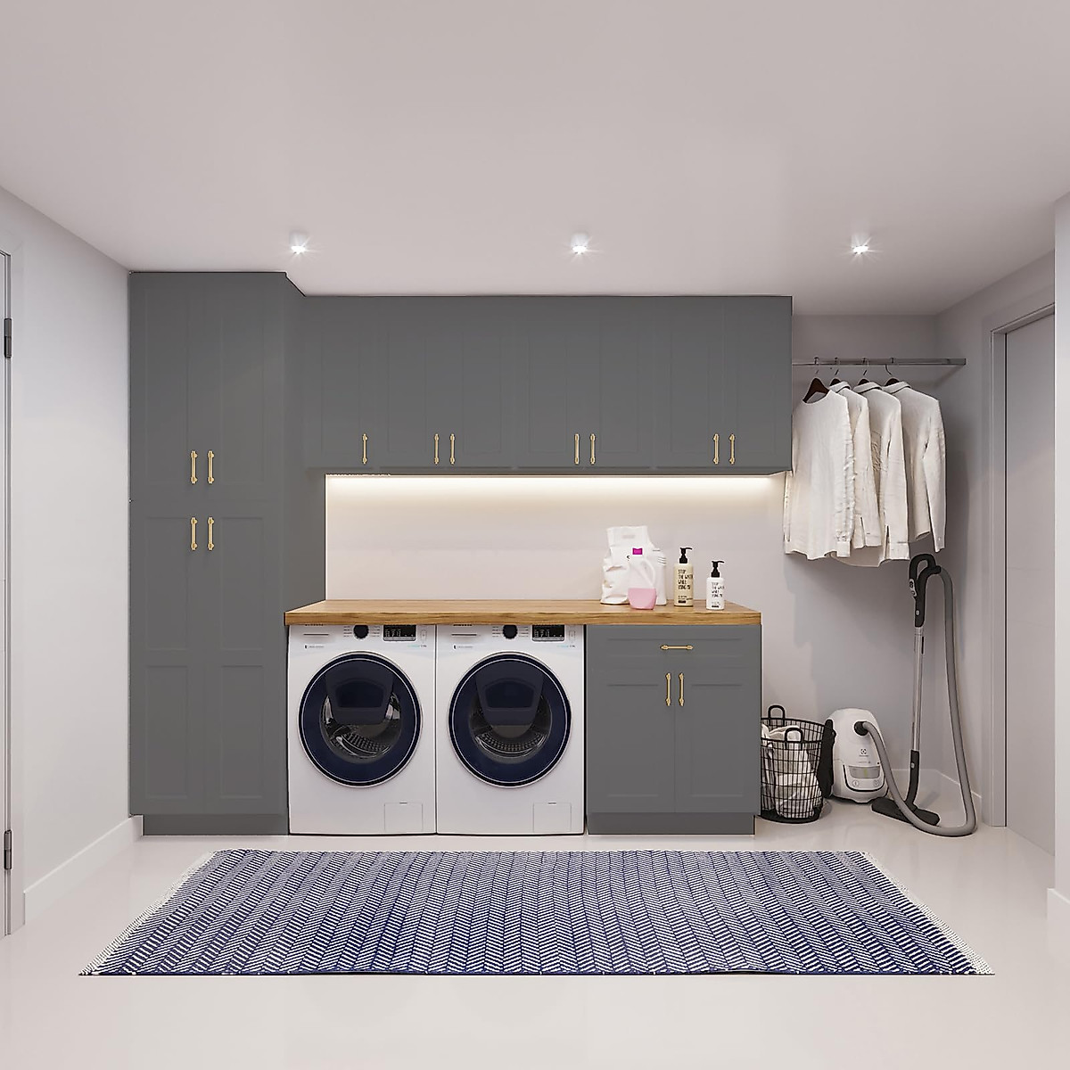 ROOMTEC Wood Wall Cabinet, Single Door Medicine Cabinet with Adjustable Shelves and Soft-Close Door for Kitchen, Bathroom, and Laundry. 12" D*9" W*30" H, Shaker Grey