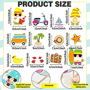 193 Pieces Summer Wall Sticker Gnome Wall Decals Hawaiian Tropic Wall Stickers Window Clings Peel and Stick Wallpaper Colorful Art for Kids Toddlers Adults Home Classroom Nursery Beach Party Supplies