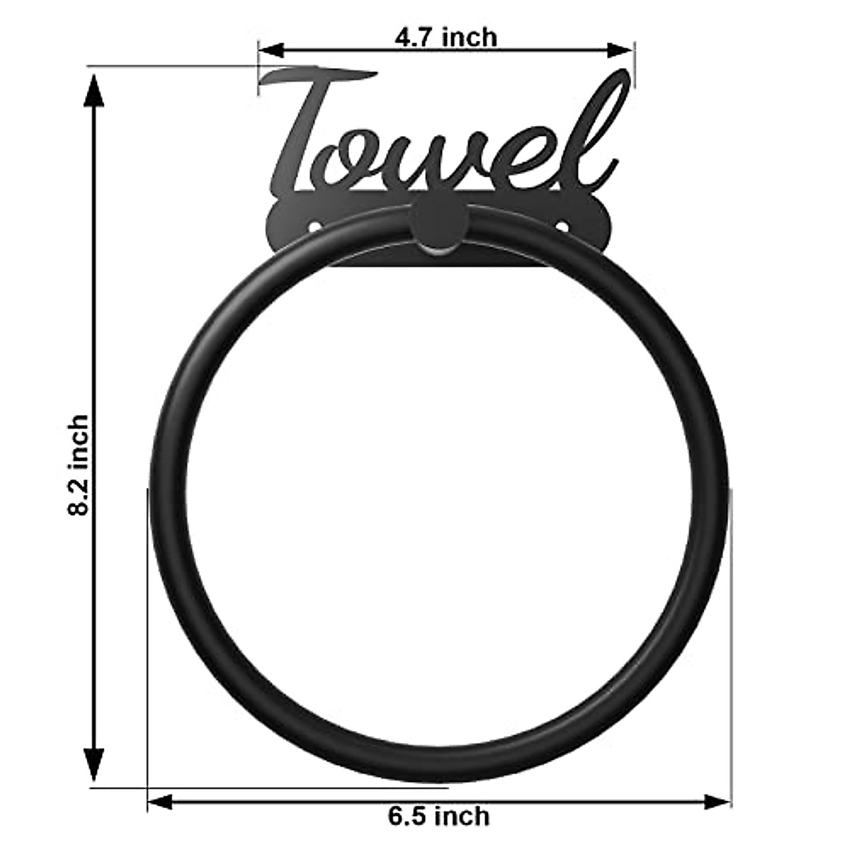 Bathroom Towel Ring Black Towel Ring, Hand Towel Holder for Bathroom Wall, Bathroom Tower Holder, Stainless Steel to Prevent Corrosion or Rusting