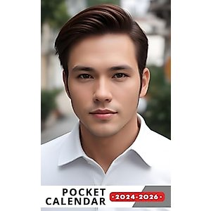 Pocket Calendar 2024 - 2026 With Moon Phase: Three-Year Monthly Planner for Purse , 36 Months from January 2024 to December 2026 | Handsome man | ... | Real photos | Vietnamese street background