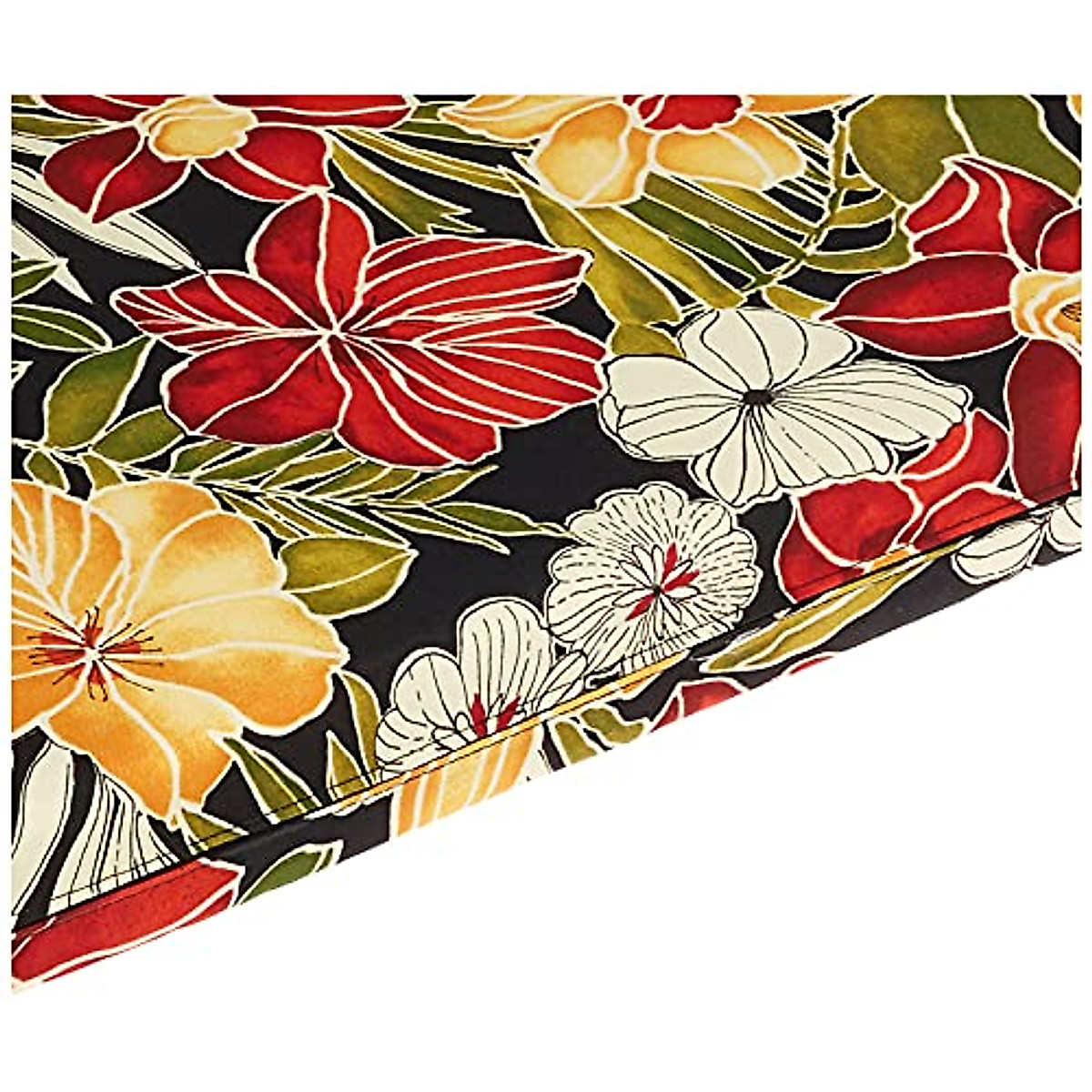 Pillow Perfect Tropic Floral Indoor/Outdoor Sofa Setee Bench Swing Cushion with Ties, Weather, and Fade Resistant, 18" x 45", Black/Green Clemens, 1 Count