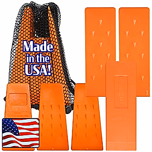 Cold Creek Loggers Made in USA Orange Spiked Tree Wedges for Tree Cutting Falling, Bucking, Felling Wedges Chainsaw Loggers Supplies, 3-5.5" and 3-8" Wedges Plus Free Storage Bag