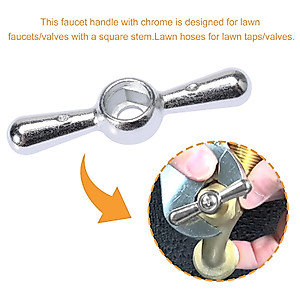 VIDABTE PP20617 Replacement Tee Handle with Square Broach in Chrome,Outdoor Faucet Handle Tee Handle,Metal Outside Faucet Hose Bibb Tee Handle,Square Broach (2 pcs)
