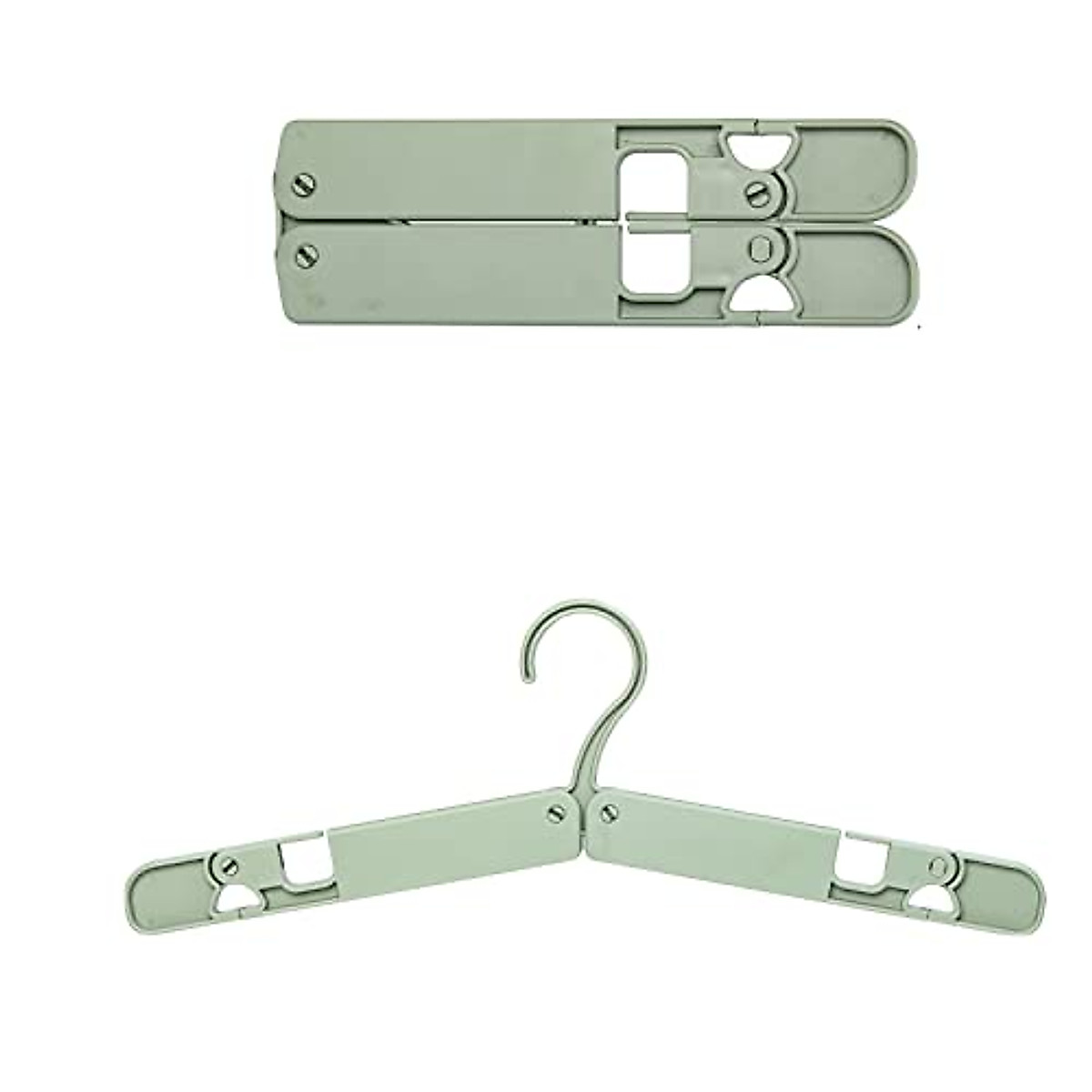 Foldable Travel Hangers, Portable Lightweight and Durable Collapsible Hanger with Clips for Clothes and Socks (Green)