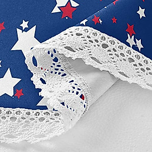 Xigua Patriotic Star Round Tablecloth 60" Waterproof Spillproof Polyester Fabric Table Cover with Zipper Umbrella Hole for Outdoor Patio Garden Dining Party