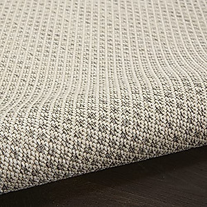 Nourison Courtyard Indoor/Outdoor Ivory/Silver 10' x 14' Area -Rug, Easy -Cleaning, Non Shedding, Bed Room, Living Room, Dining Room, Backyard, Deck, Patio (10x14)