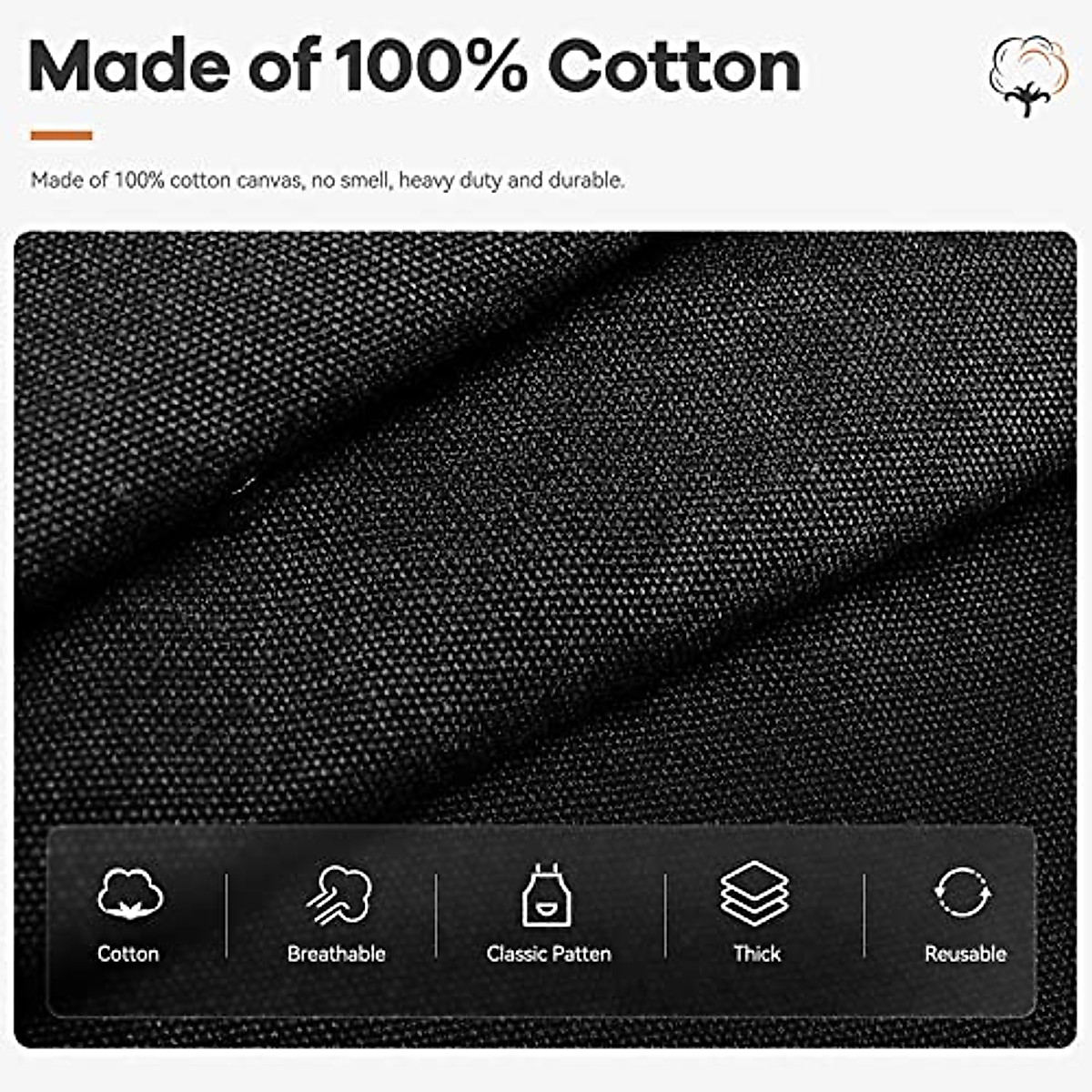 NLUS Chef Apron for Men, Heavy Duty Cotton Canvas Apron Cross Back Apron with Adjustable Straps and Large Pockets