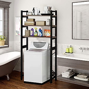 curfair 3 Tier Over The Toilet Storage, Laundry Room Over Toilet/Dryer/Washer Shelf, Toilet Stand Dryer/Washing Machine Rack, Bathroom Space Saver Over Toilet Organizer Rack Black