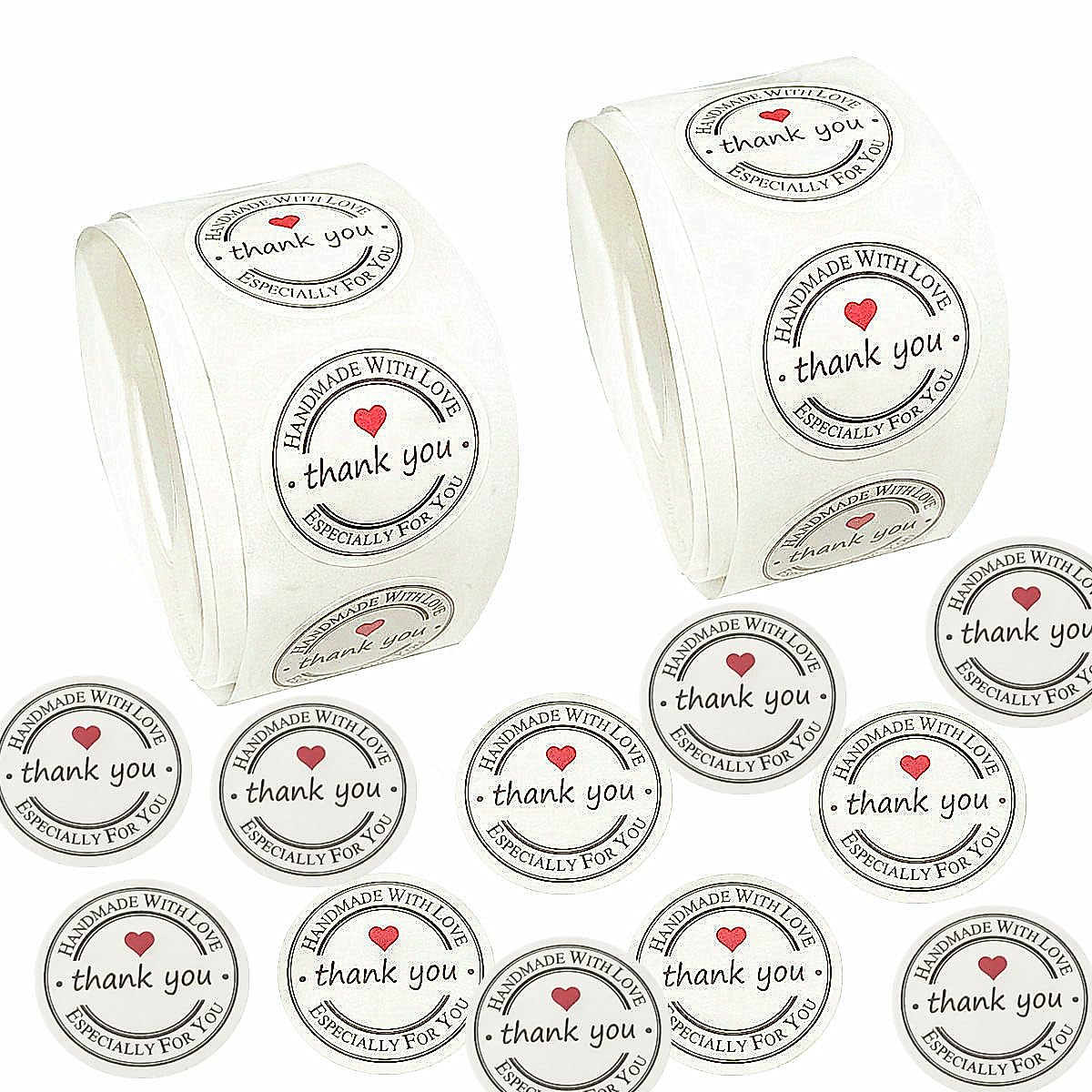 1000 PCS 1.0” Self-Adhesive Thank You Sealing Round Sticker Rolls Great for Envelope Sealing, Business Packaging and Gift Wrap, Elegant White