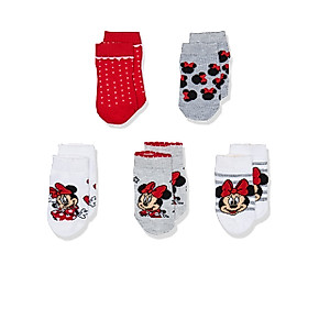 Disney unisex baby Minnie Mouse 5 Pack Shorty Socks, Assorted Neutral, 12-24 Months US