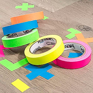 18ft Fluorescent Adhesive Tape Neon Tape - 5Pcs Glow in The Dark Gaffers Tape Color Pack 0.5 IN Wide - Gaffer Tape Multi Colored Duct Tape Multipack Blacklight Tape Art Crafts Neon Fluorescent Tape