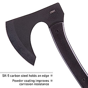 CRKT Skeggox Outdoor Tactical Axe: Full Tang SK-5 Plain Edge Axe w/Beard, Glass Reinforced Nylon Handle and Kydex Sheath 2917