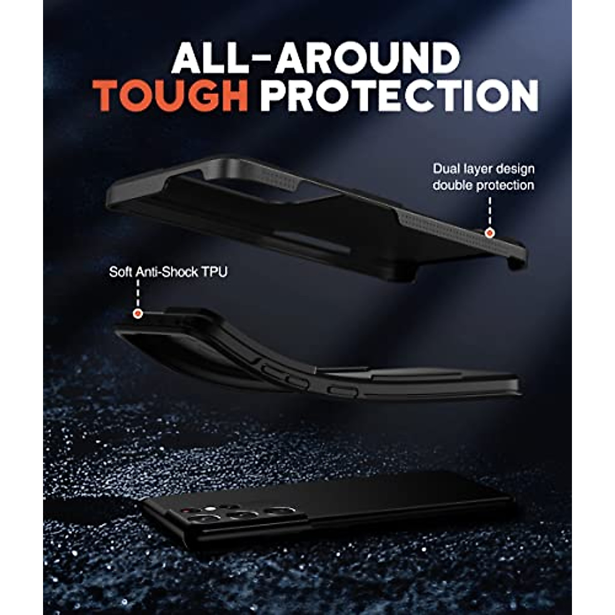 NTG [1st Generation Designed for Samsung S21 Ultra Case(Not for S21 6.2&S21 Plus), Heavy-Duty Tough Rugged Lightweight Slim Shockproof Protective Case for Samsung Galaxy S21 Ultra 6.8 Inch, Black